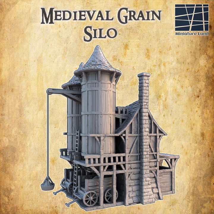 3D Printable Medieval Grain Silo - Tabletop Terrain - 28 MM by MiniatureLand